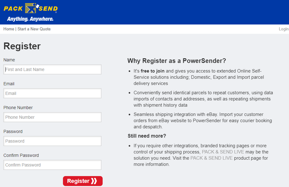 Mastercard Easy Savings Program X PACK & SEND Online Self-Service